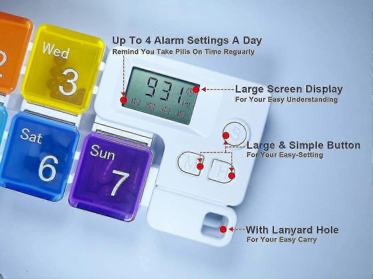 Electronic Pill Boxes Alarm 7 Compartments Automated Medication ...