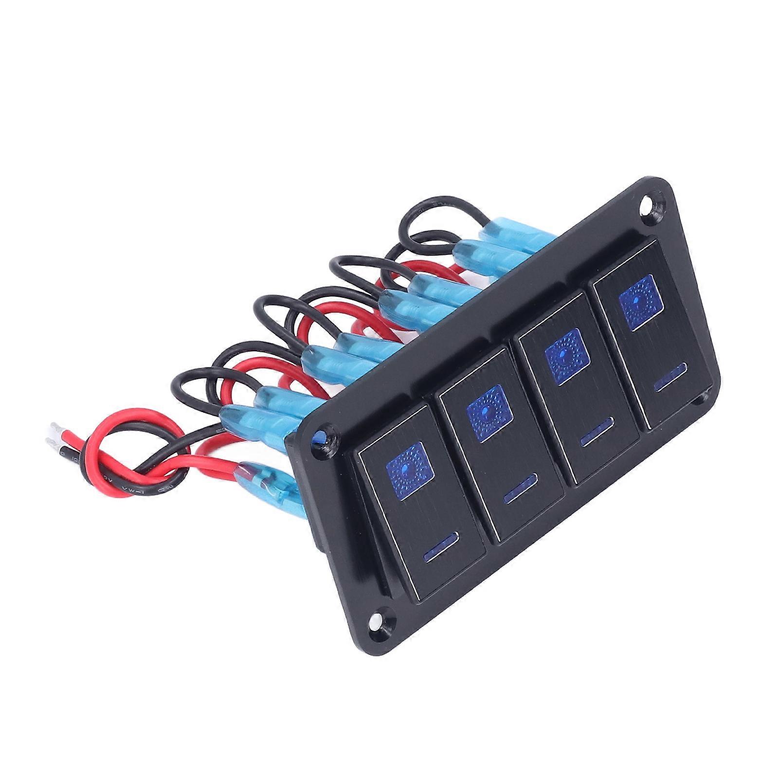 Black 4 Gang Rocker Switch Panel IP65 Waterproof Toggle Switch with LED ...