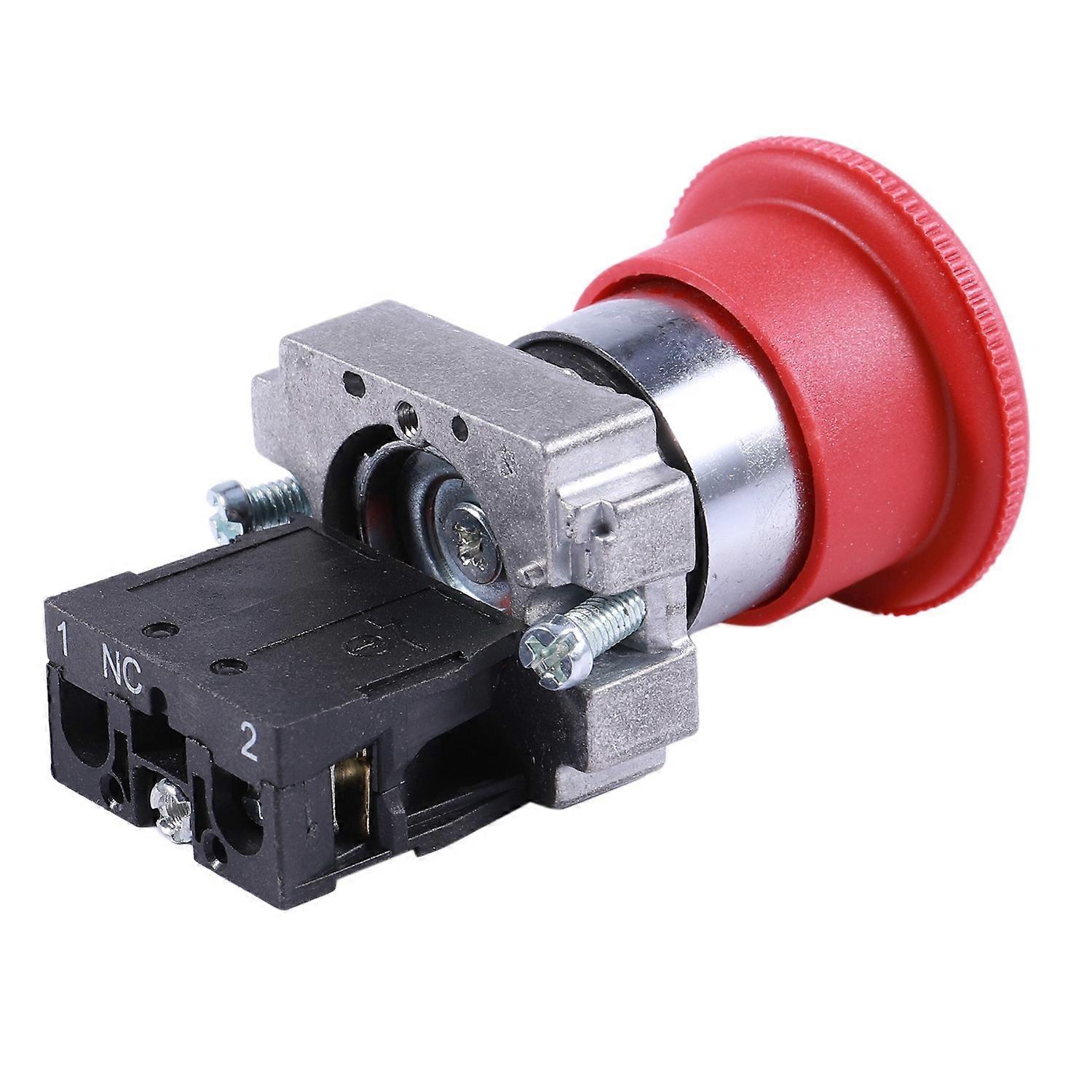 22mm NC Red Mushroom Emergency Stop Push Button Switch 600V 10A ZB2 ...