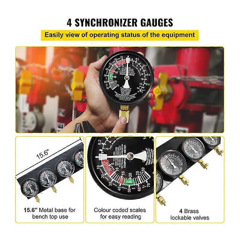 Four-Cylinder Vacuum Carburetor Synchronizer Sync 4 Gauge Motorcycle ...