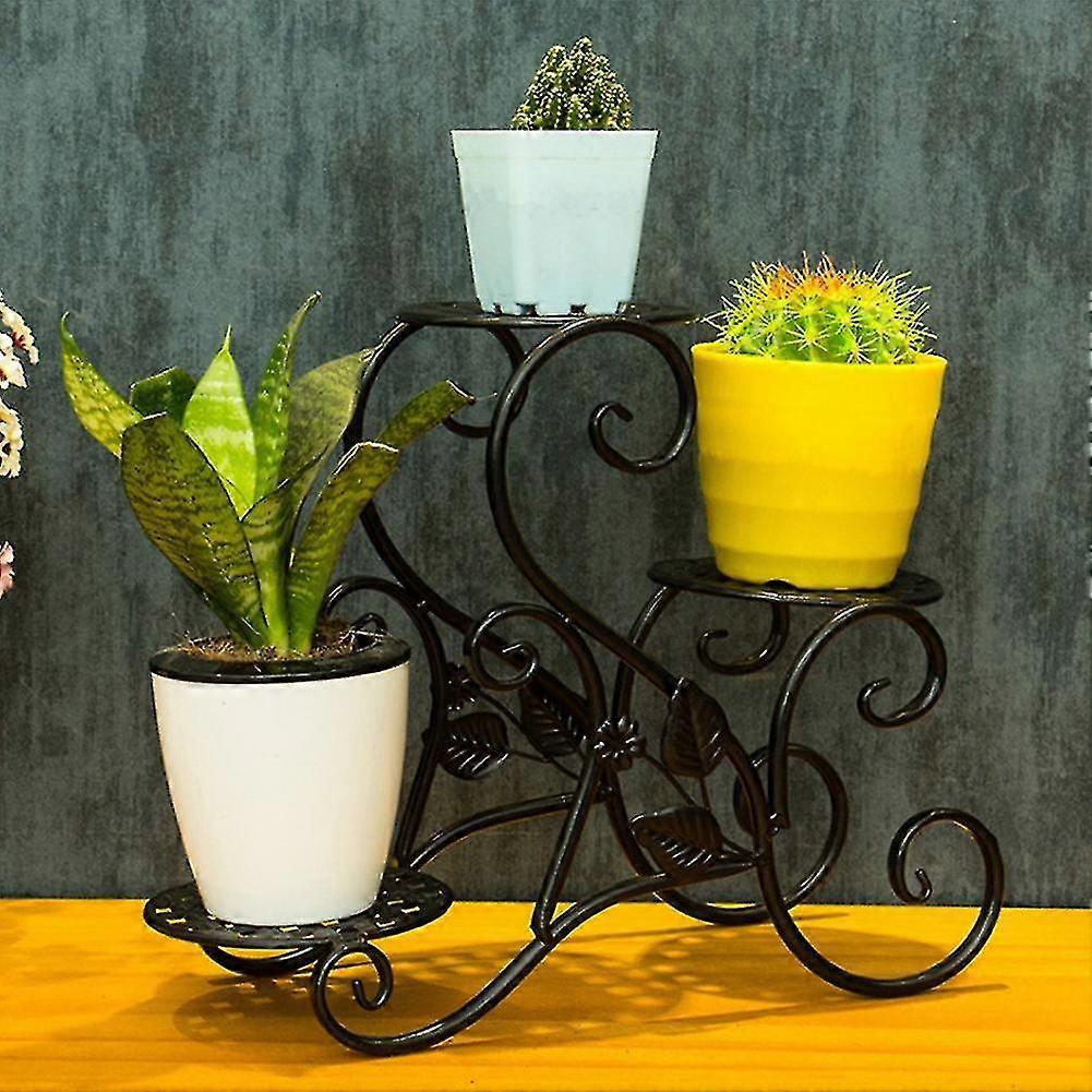 Iron three-tier flower pot stand, 35 x 28 cm, black, easy to clean and ...
