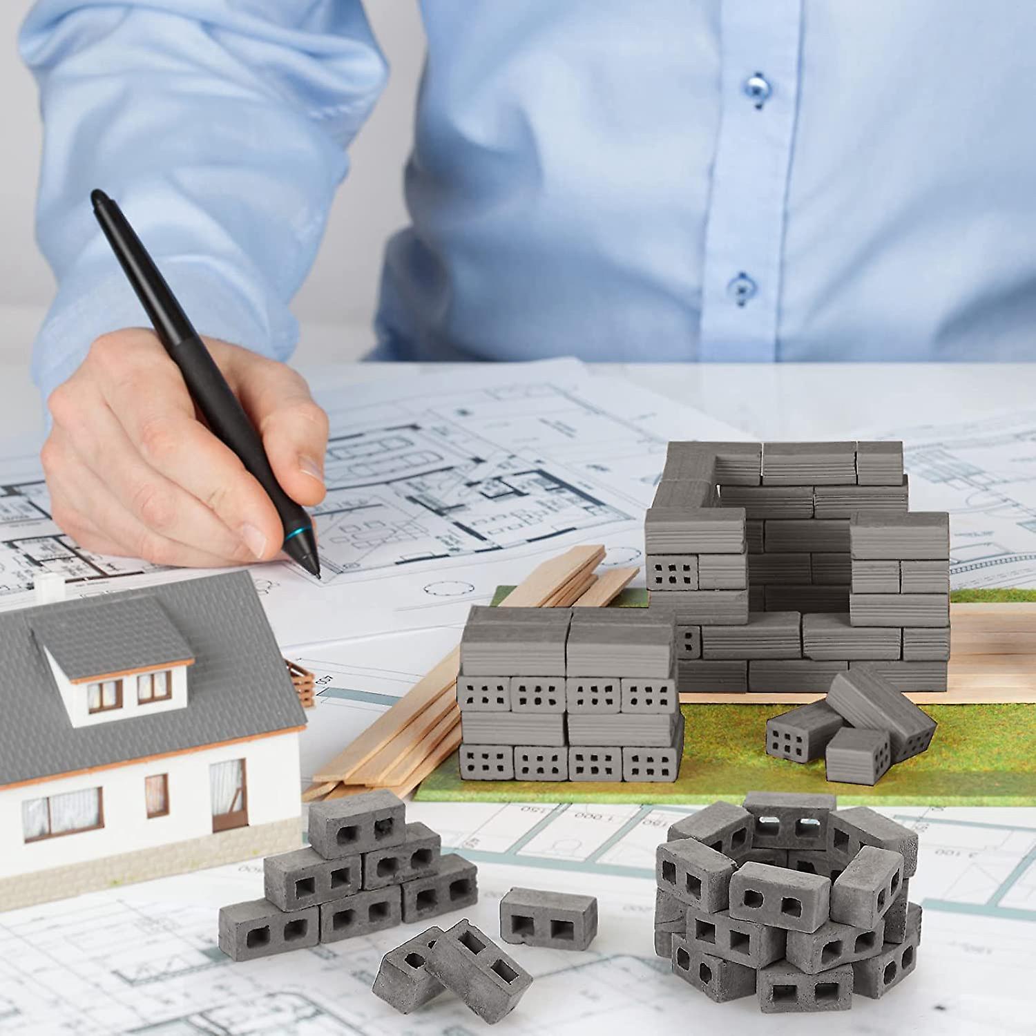 60 Packs Cinder Blocks 1/12 Scale Mini Bricks Concrete Miniature Bricks ...