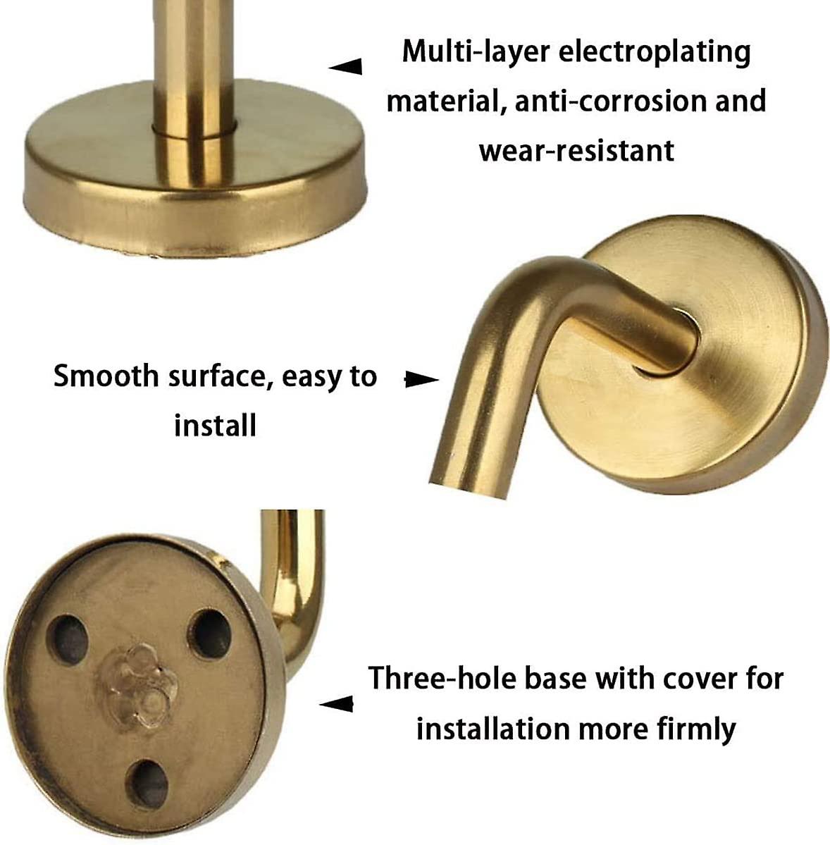 4 Pieces Stainless Steel Handrail Brackets for Wall Fixing Stair Rail ...