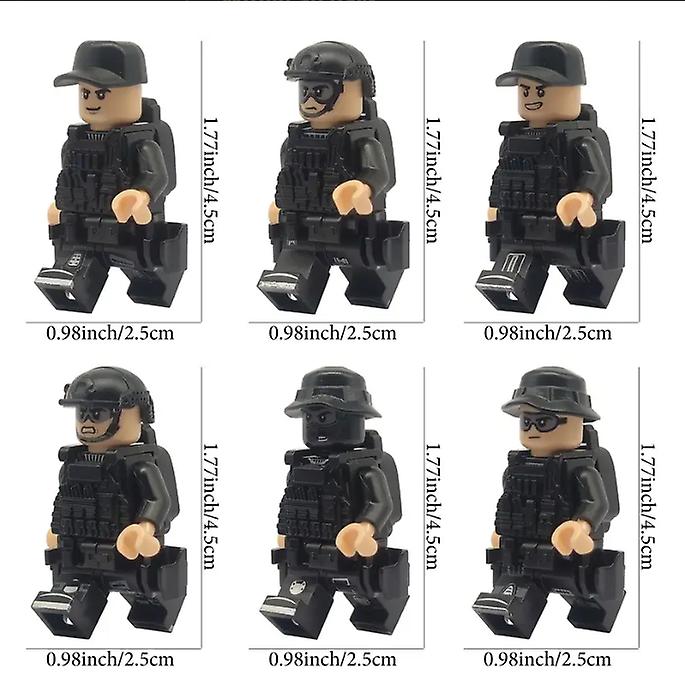 6Pcs/Set Military Series SWAT Minifigures Building Blocks With Body ...