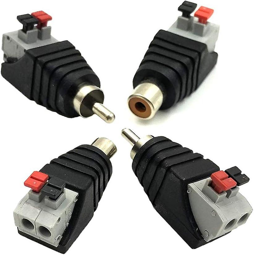 2-Pairs RCA Male Female to 2 Terminals to Female AV Audio Video Spring ...