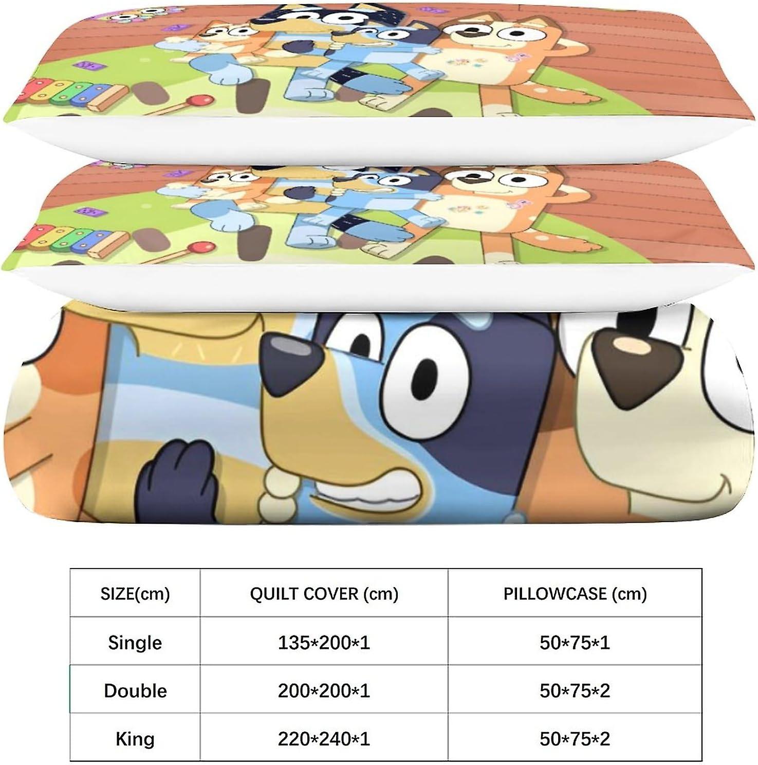 Entemah Bluey 3D Cover Set for Kids Boys Teens Duvet Cover, 3 Pieces ...