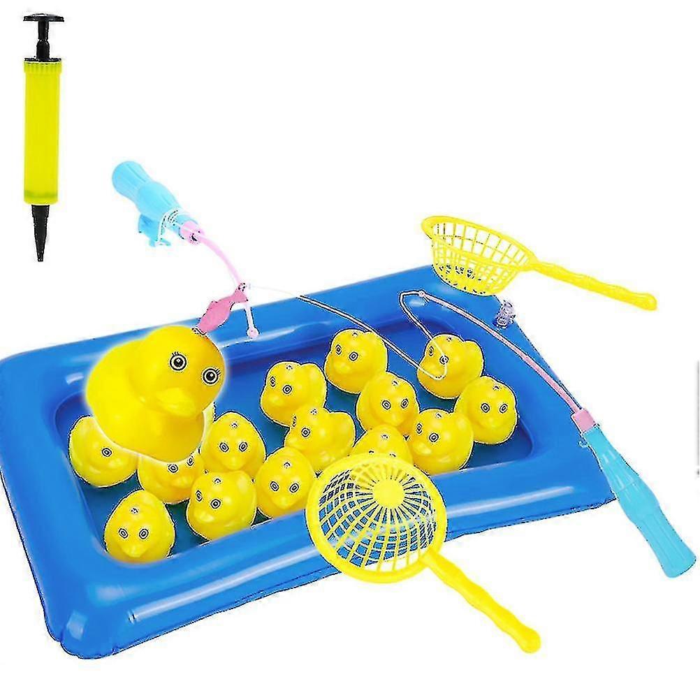 Pool Duck Fishing Toys Games Magnetic Floating Toy Inflatable Pond ...