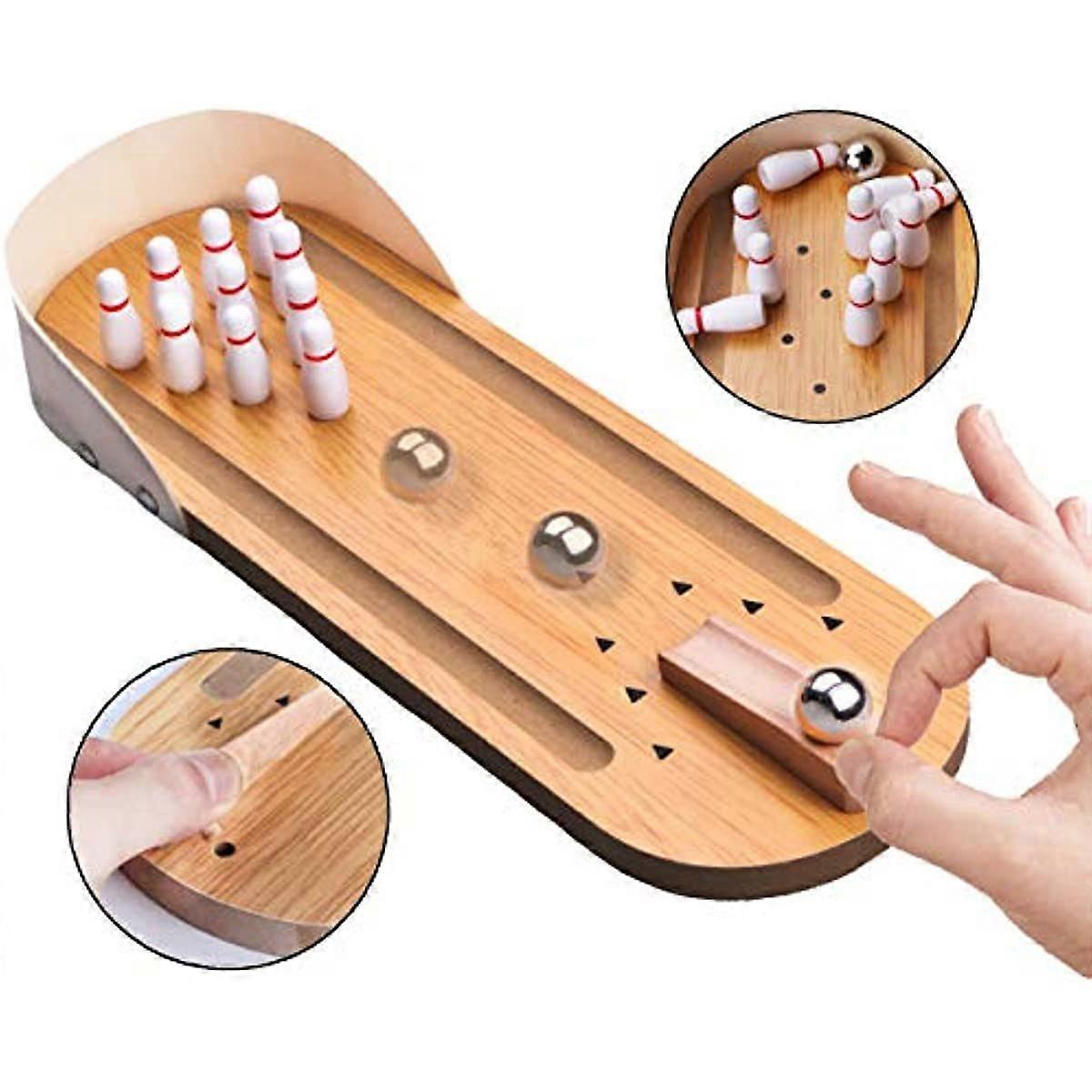 Table Top Mini Bowling Game Set-Tabletop Wooden Board Mini Arcade ...