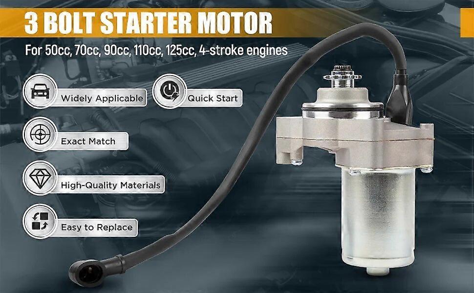3 Bolt Starter Motor with 14 Line Electric Starter Motor for 50cc/70cc ...
