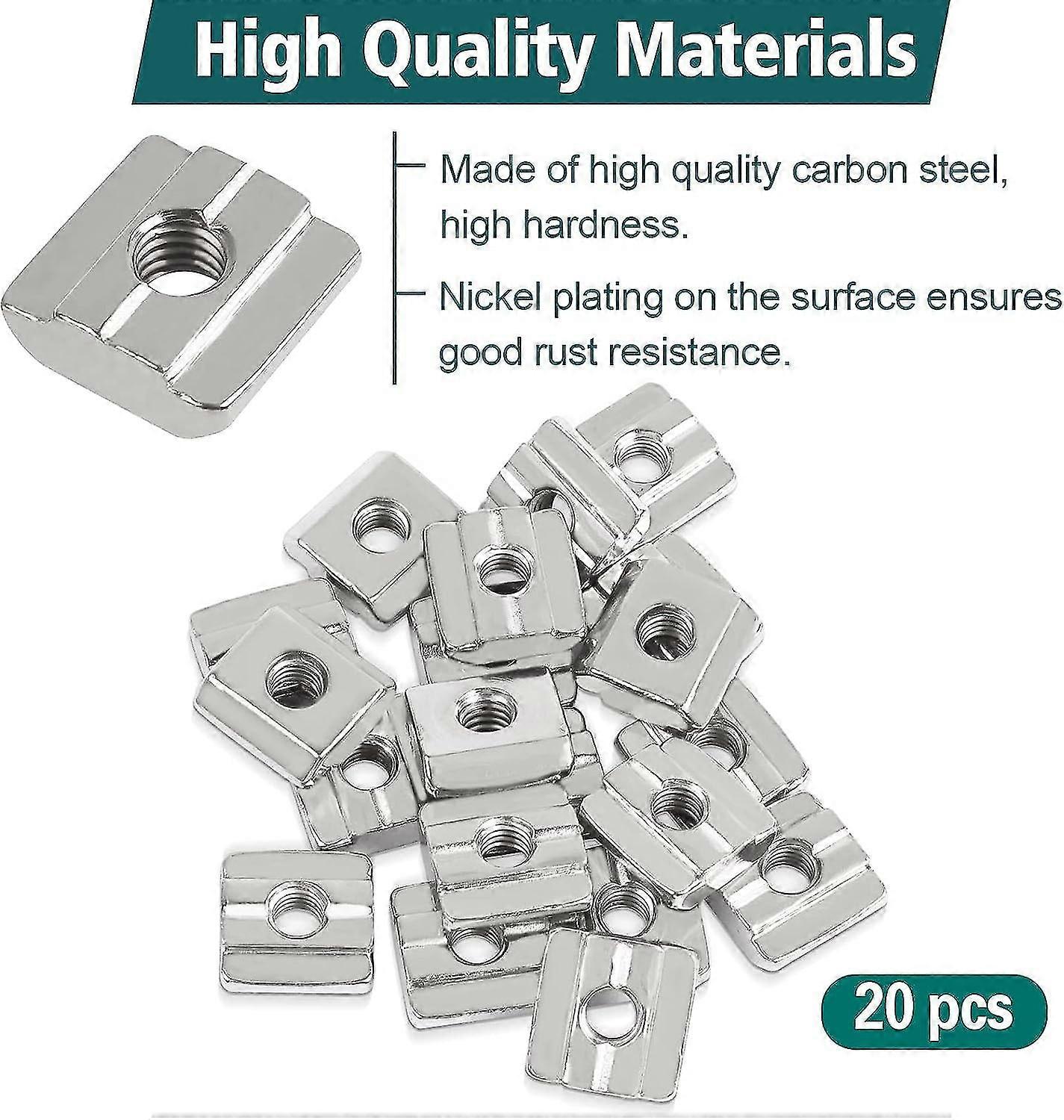 Pack Of 20 T-slot Nuts Slot 8 - Type B, M8 T-slot Carbon Steel T Slot ...
