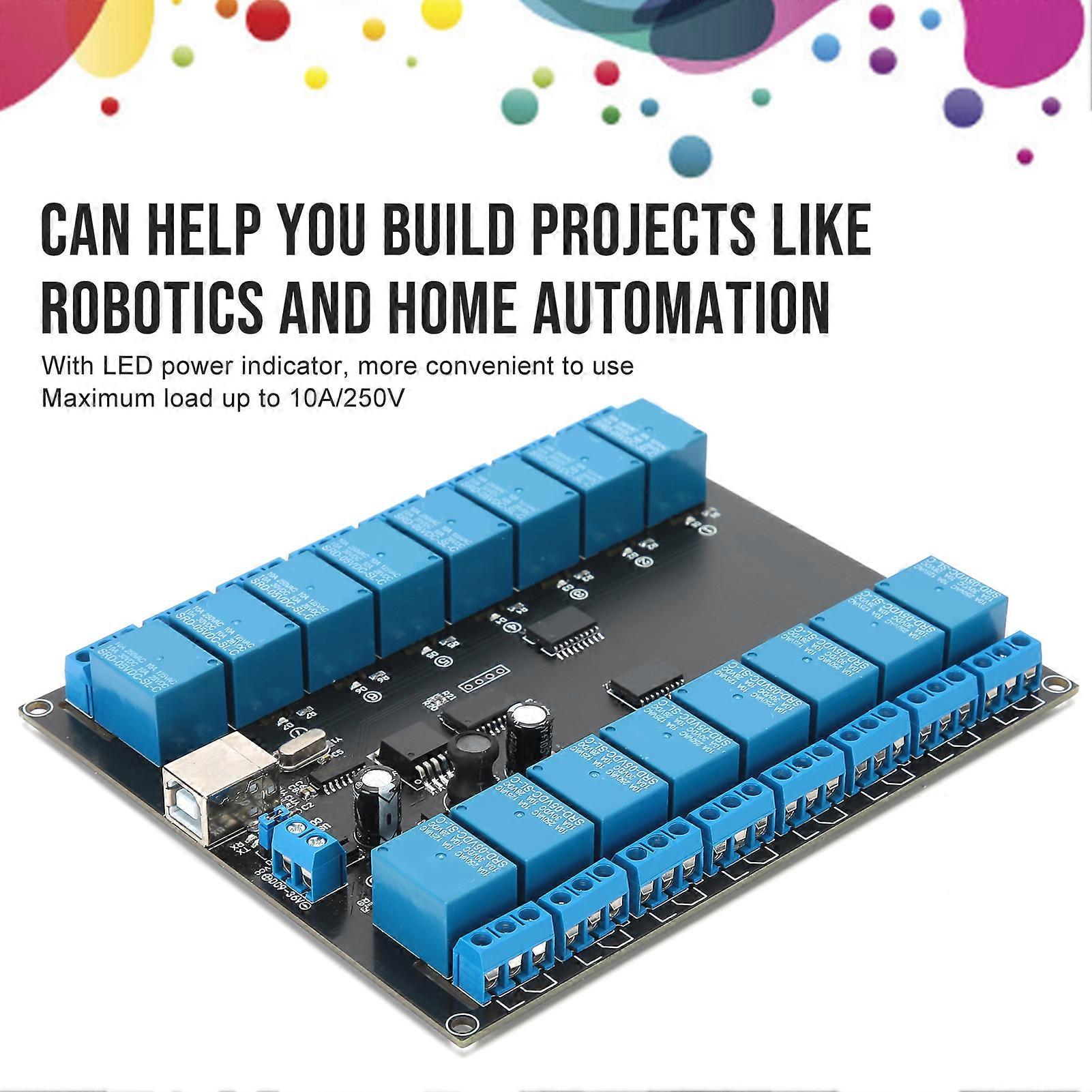 Relay Module 16 Channel 936V USB Controlled SPDT Switch Relay Module ...