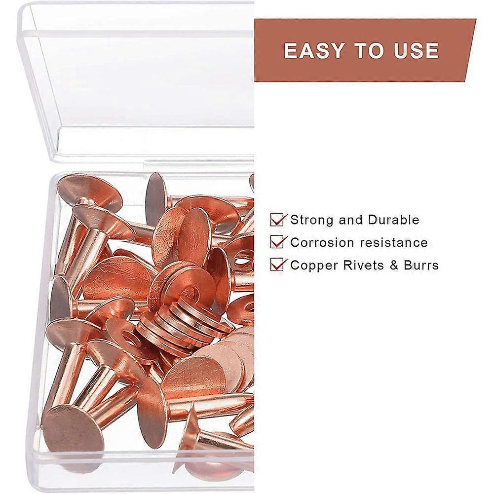 50 Sets Copper Rivets and Burrs, Copper Rivets for Leather for Belts ...