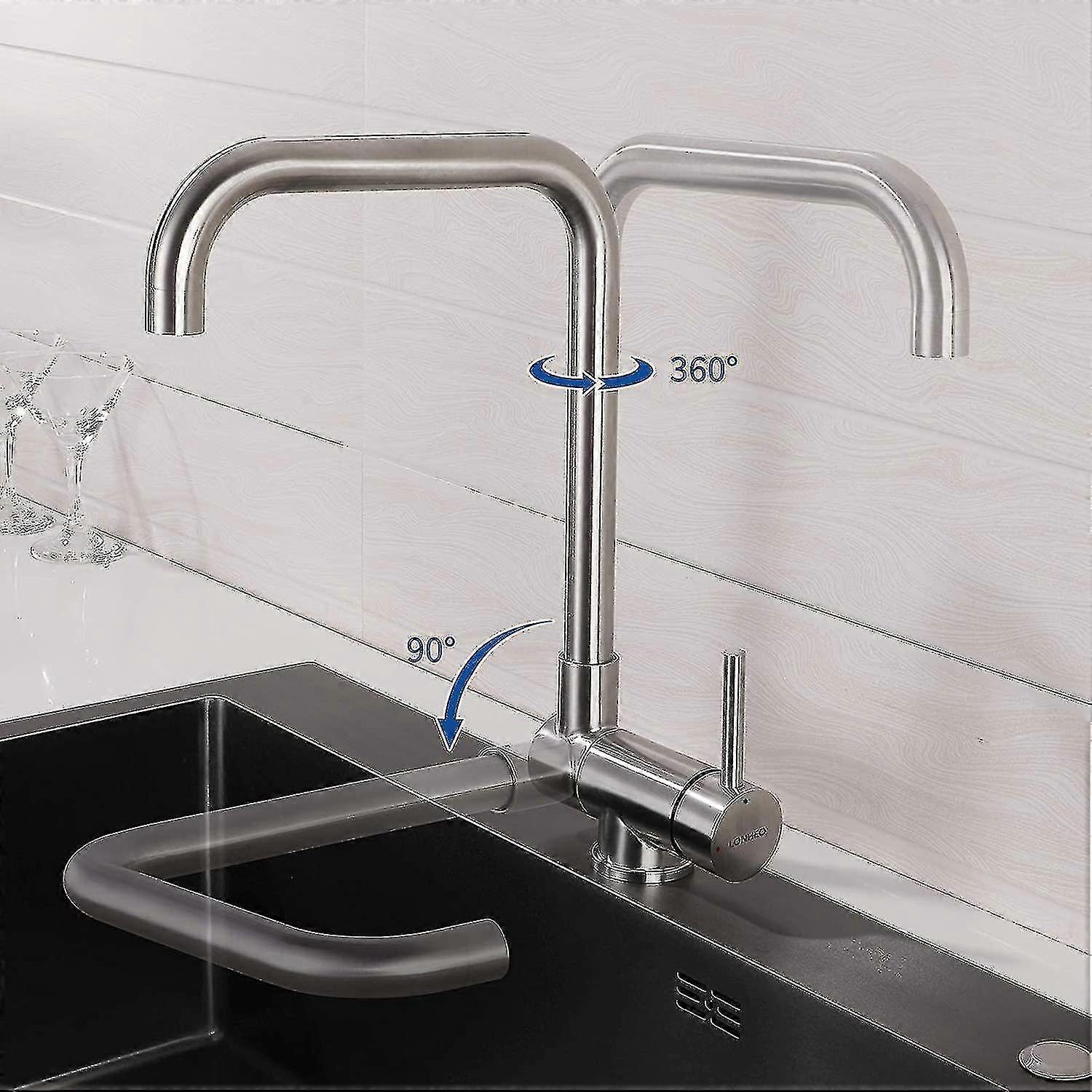 360 Swivel Folding Kitchen Faucet, Kitchen Faucet With Folding Handle ...