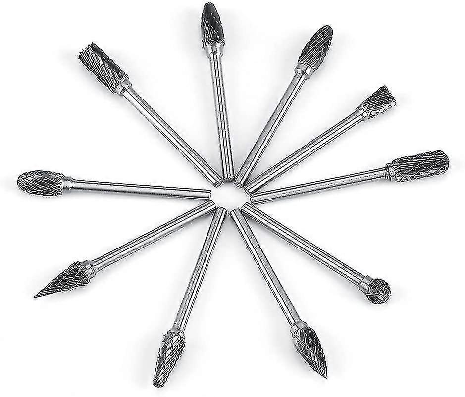 Carbide Cutter Set Rotary Files Tungsten Steel 10pcs Diameter Head ...