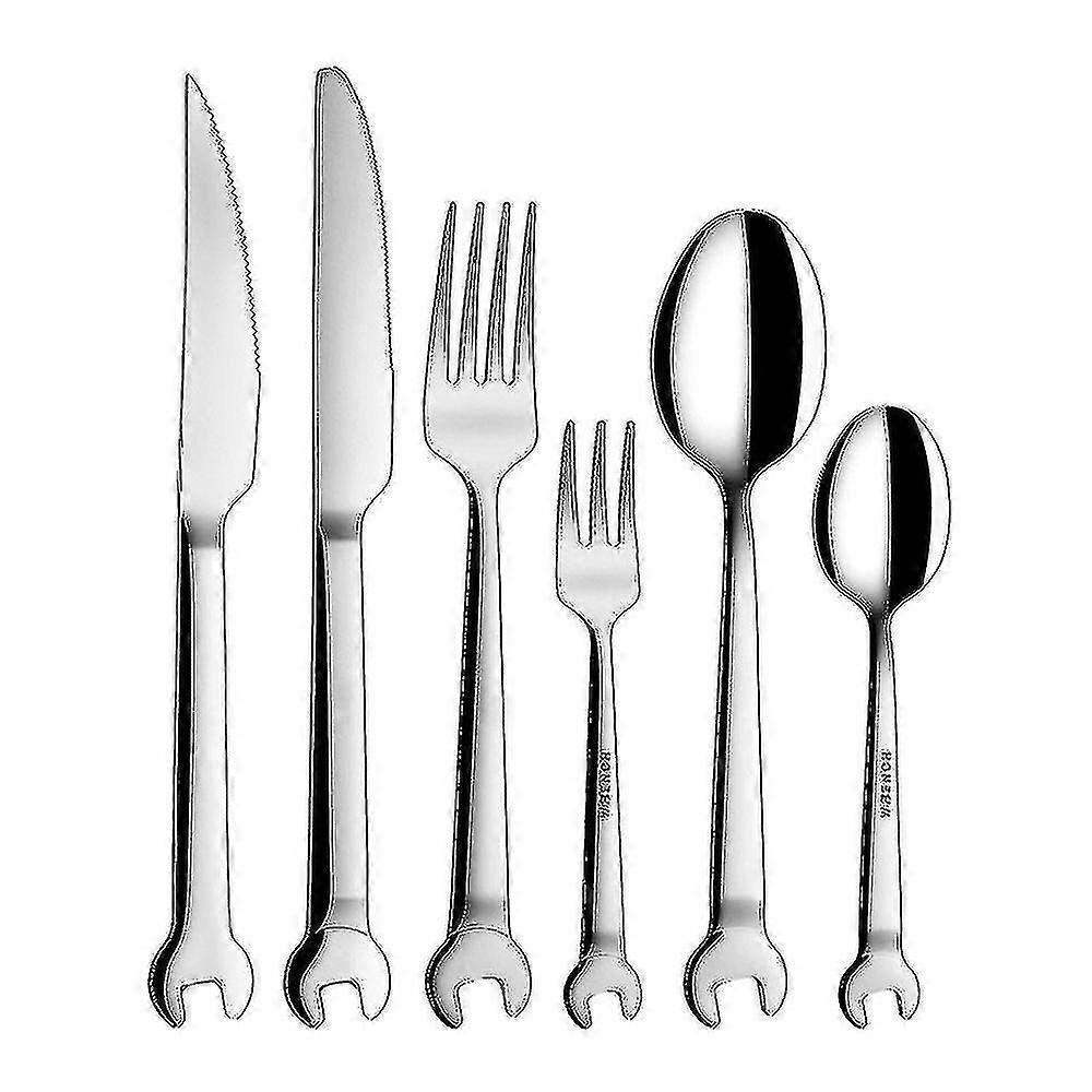 304 Stainless Steel Tableware Creative Wrench Shape Fork Spoon Dinner ...
