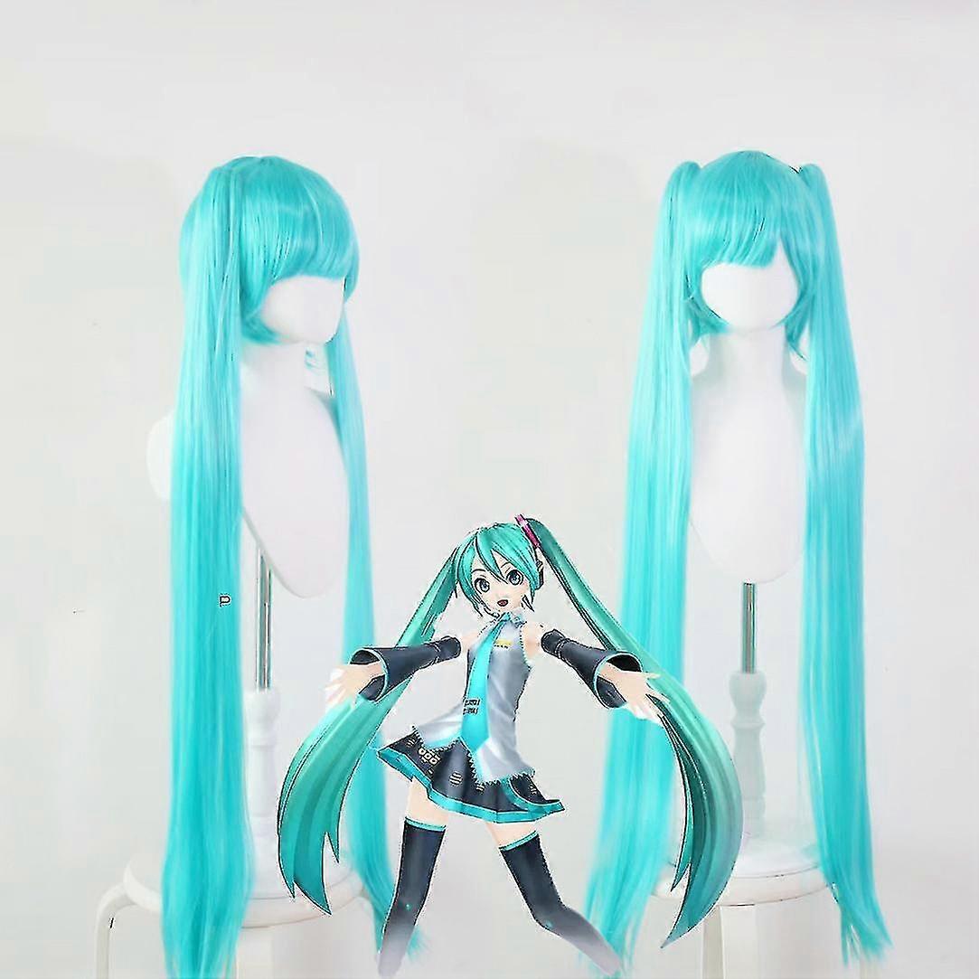 Mapofbeauty 110 Cm Double Tail Straight Hair Cosplay Wigs Wathet 1pcsd ...