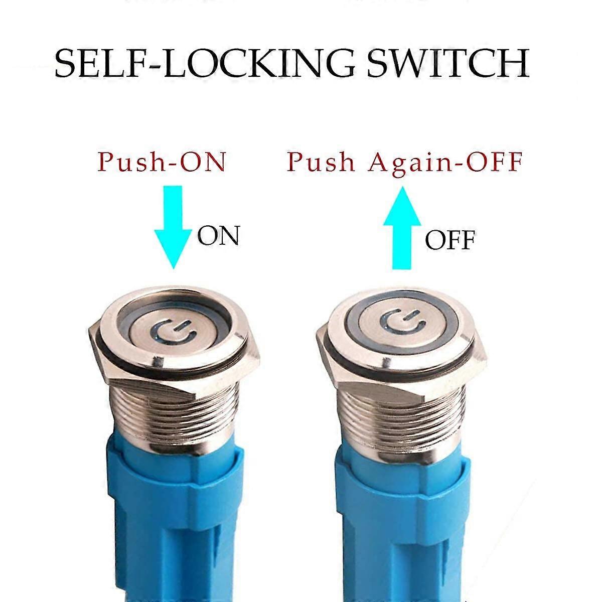 2pcs Latching Push Button Switch 1NO1NC Stainless Steel Waterproof 220V ...