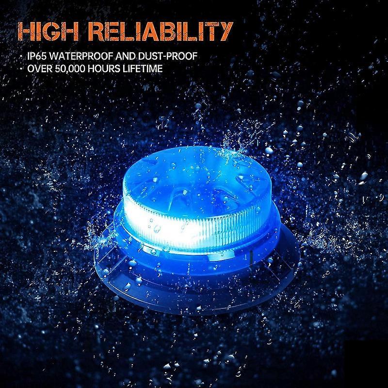 Magnetic Base LED Blue Emergency Strobe Light Car Police Roof Flashing ...