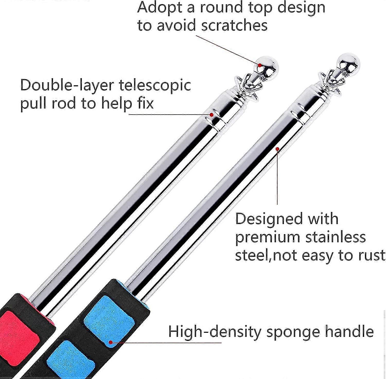 Telescopic Flagpole Stainless Steel Handheld Flag Pole Extendable ...