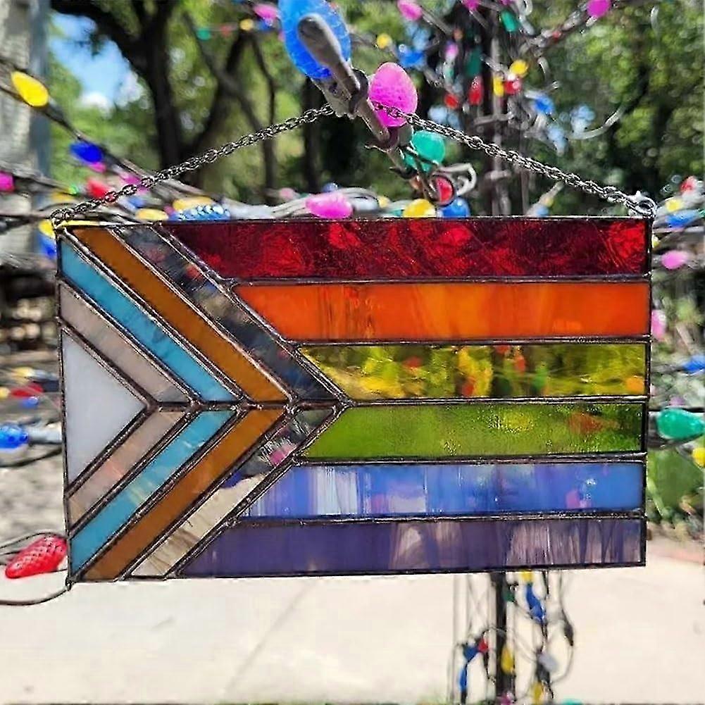 ExquisiteProgress Pride Stained Glass Flag, Pride Flag Suncatcher for ...