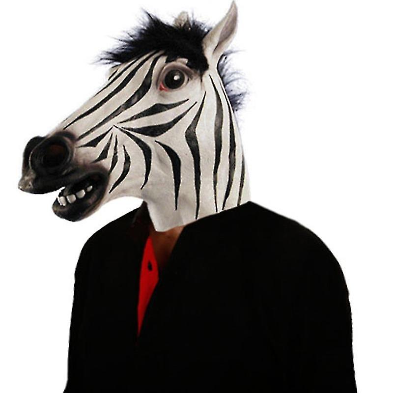 Latex Full Head Zebra Mask Halloween Fancy Dress Party Animal Cosplay ...