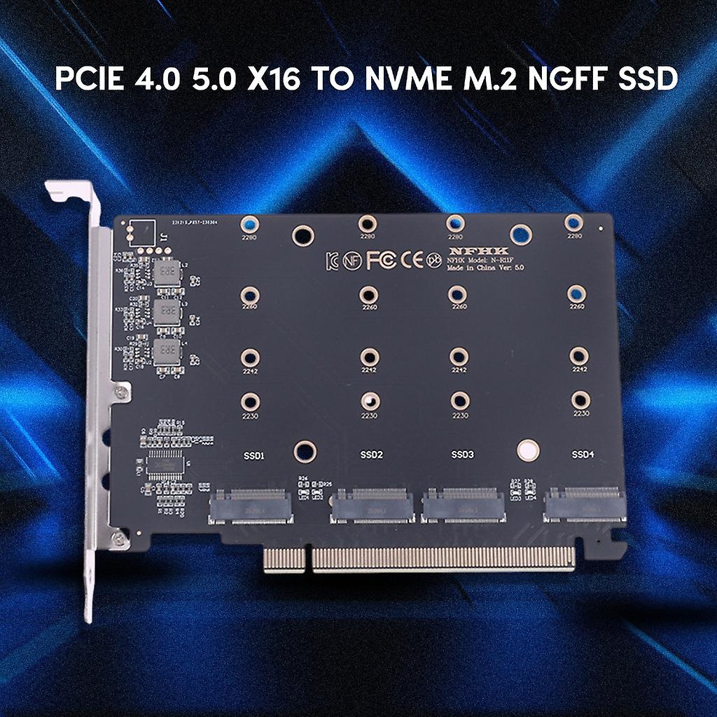 PCIE 4.0 5.0 X16 NVME-adapter PCIE x16 till 4-portars NVME NGFF SSD ...