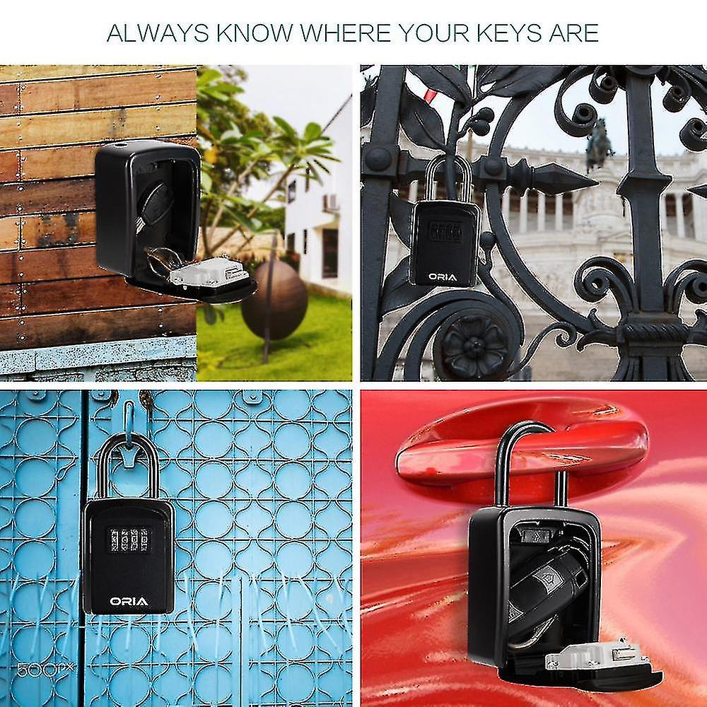 Key lock box wall mounted key safe box weatherproof 4 digit combination ...