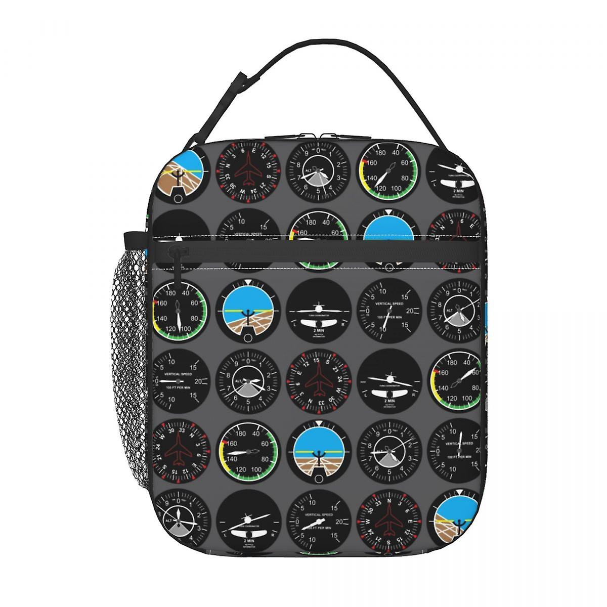Aviation Airplane Flight Instruments Insulated Lunch Bag Leakproof ...