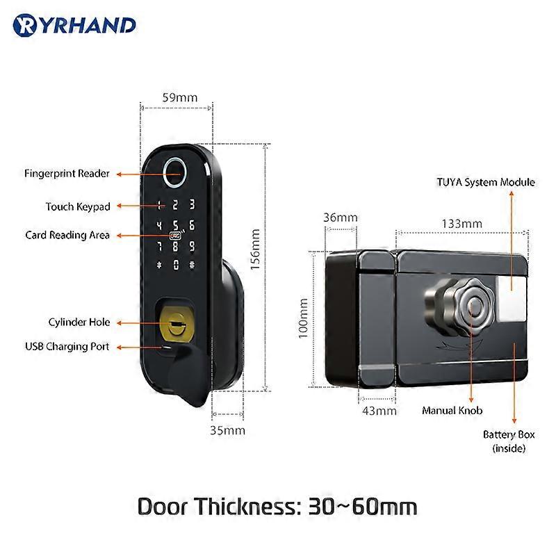 Wifi Gate Remote Control Tuya Smart Door Lock Fingerprint Security Rfid ...