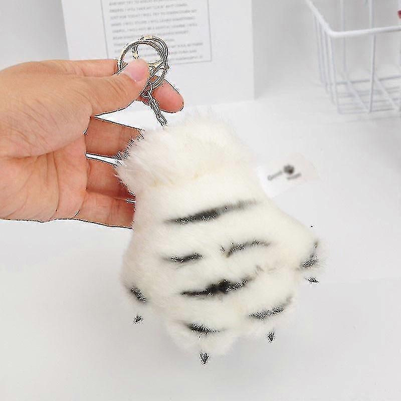 Plysch nyckelring hänge med ring söt tecknad tiger tass docka hängande ...