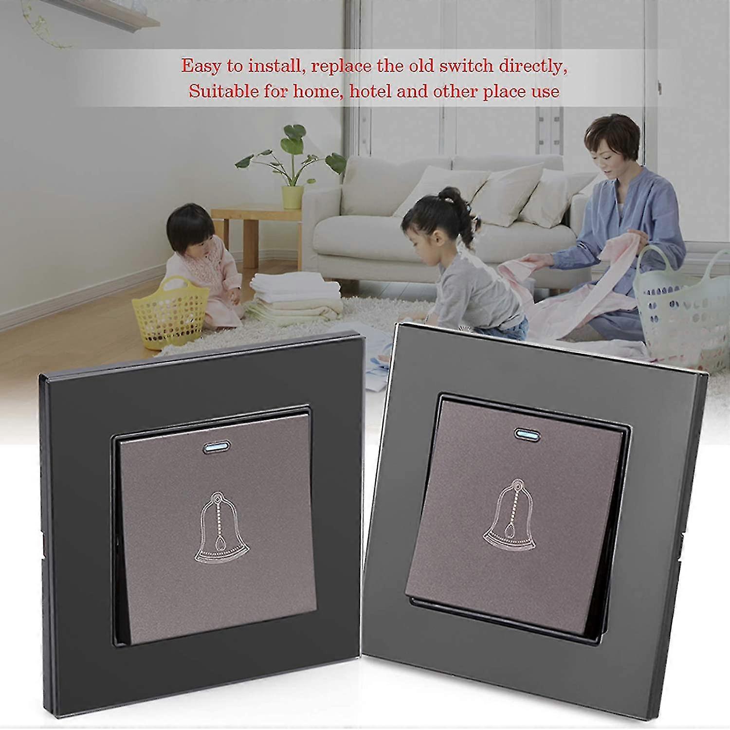 Doorbell Push Button, Exterior Doorbell Button, Tempered Glass Panel ...