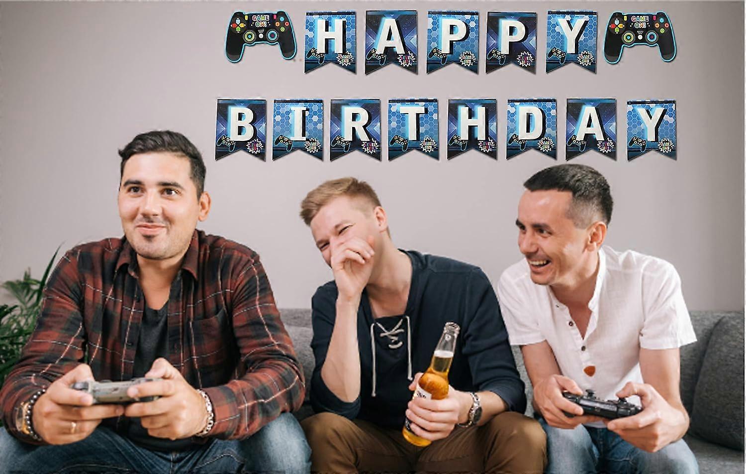 Video Game Happy Birthday Banner (Blue) Game Theme Party Happy Birthday ...
