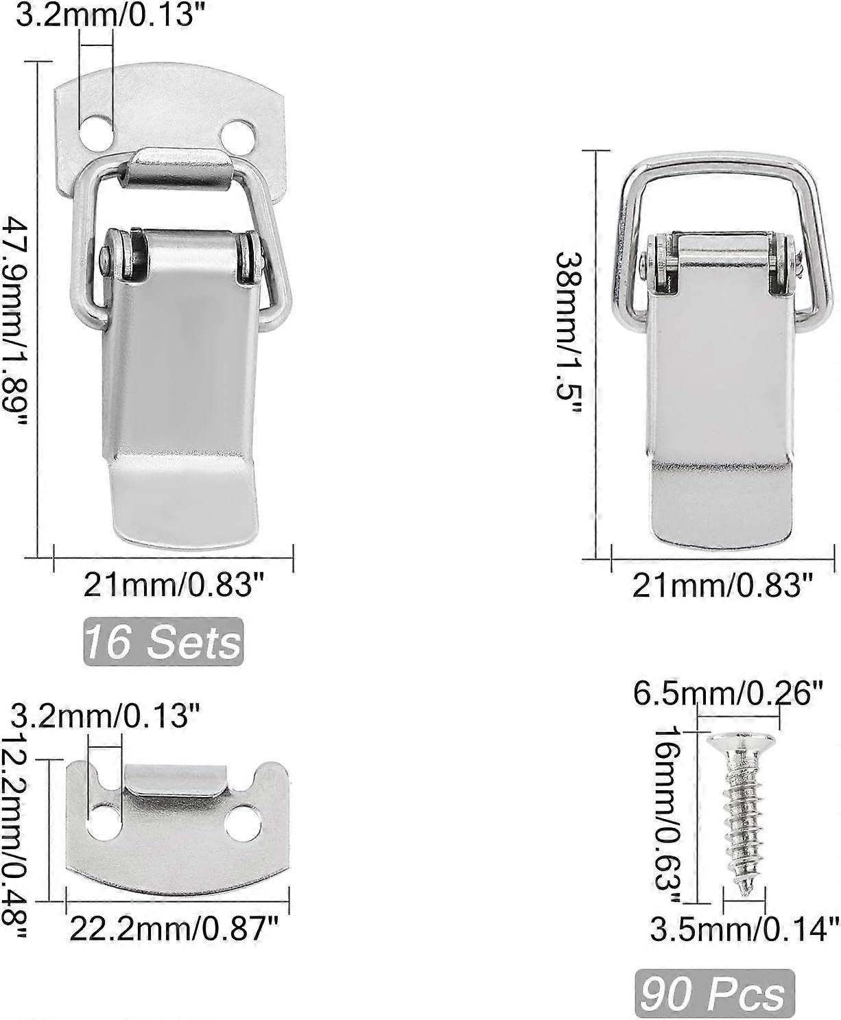 16 Sets Iron Small Spring Toggle Lock Clasp Buckle Latch with 90 Pcs ...