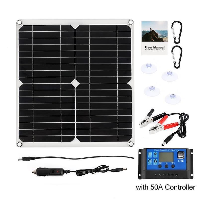 Panneau solaire 100W double 12v / 5v usb avec contrôleur 30a cellules solaires étanches poly ...