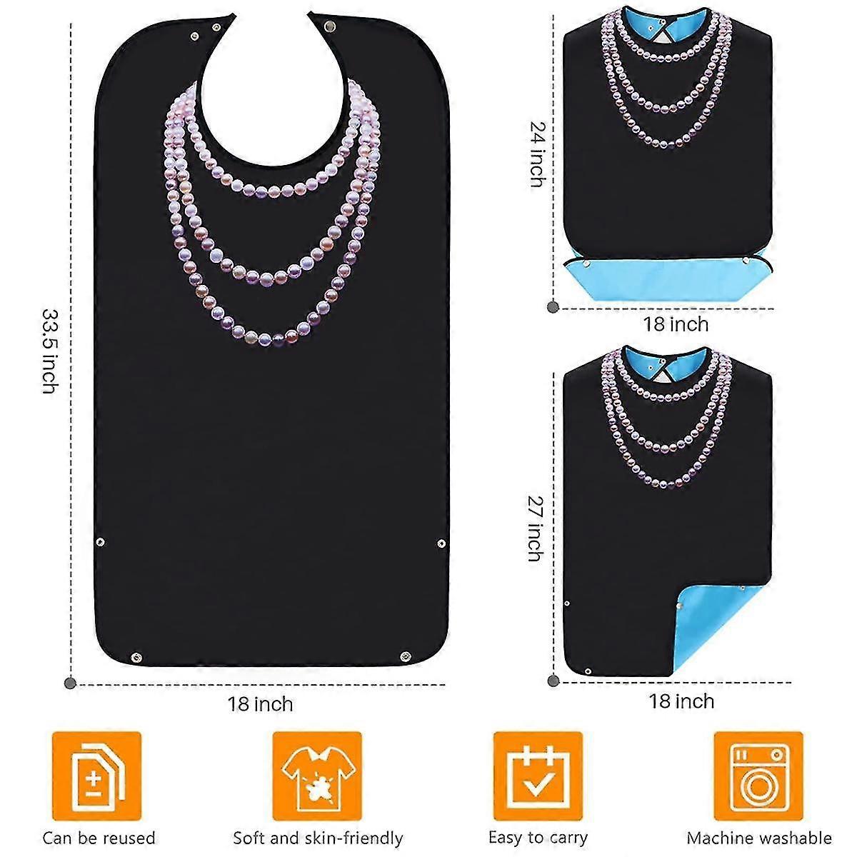 3 Pack Adult Bibs for Elderly Washable, Feeding Adult Bib with Crumb ...