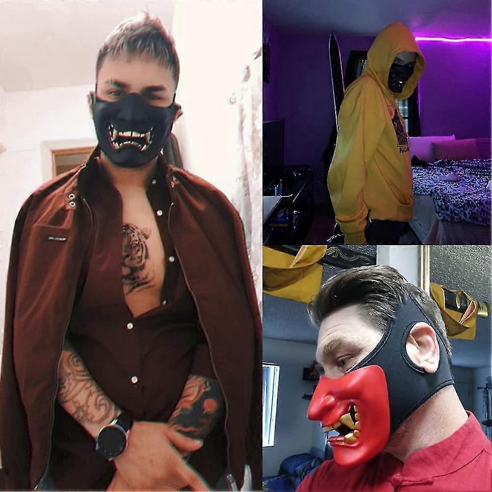 Demi-masques Airsoft noirs en une seule pice, monstre dmon malfique Kabuki Samurai Hannya Oni ...