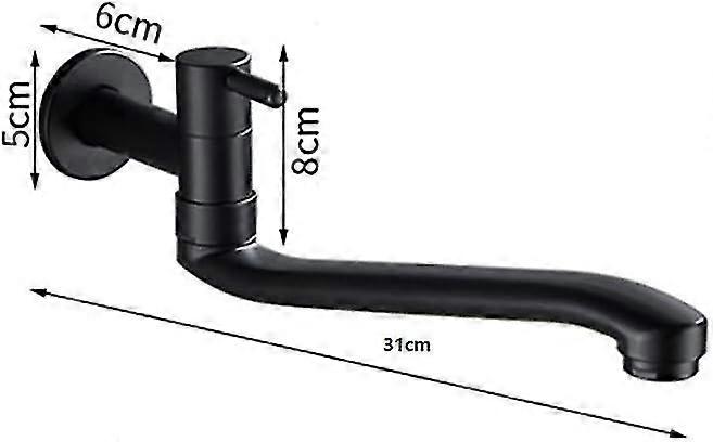 Wall Mounted Black Cold Water Faucet Washing Machine Broom Pool Garden ...