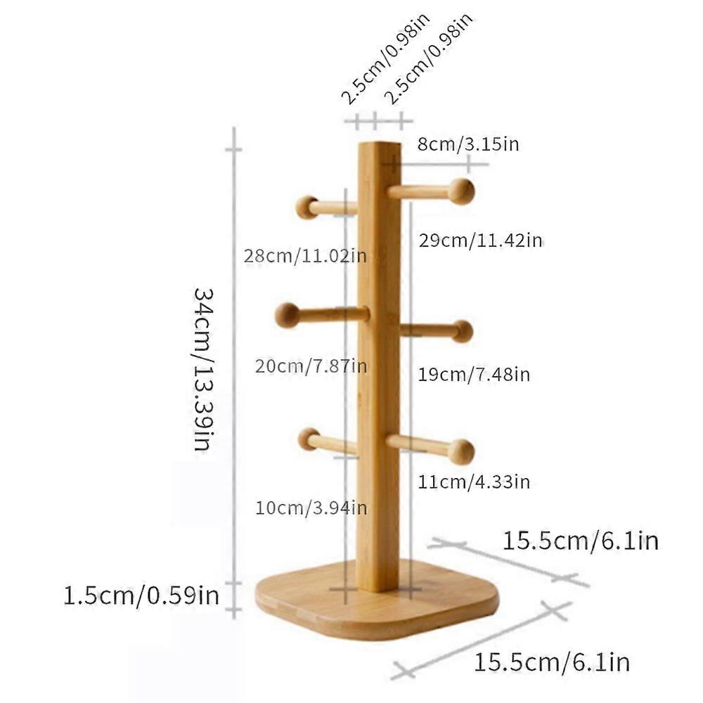 Wooden Mug Holder Tree Bamboo Coffee Cup Holder Mug Tree Stand Coffee ...
