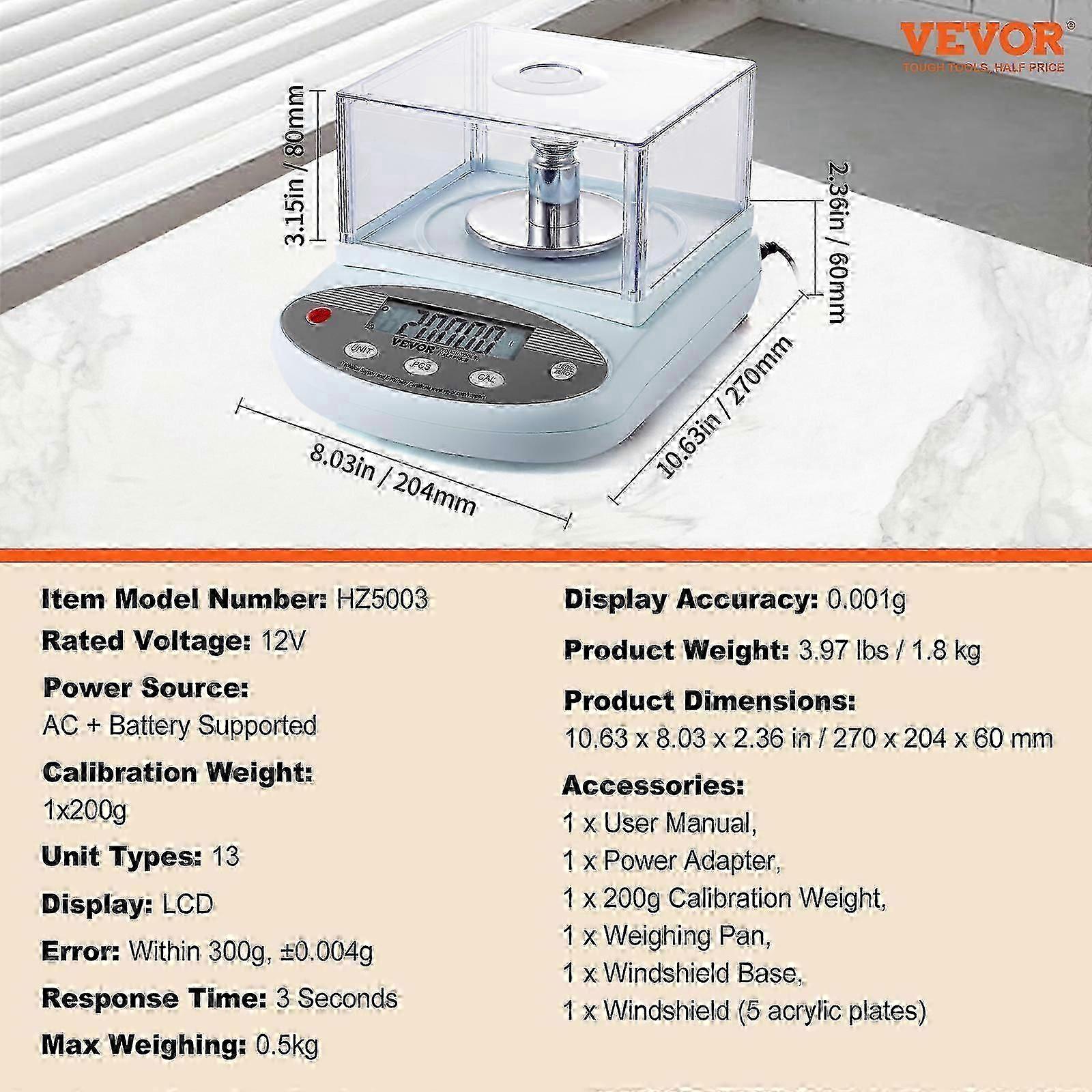 Analytical Balance Lab Scale 500g x 0.001g 13 Units with Windshield LCD ...