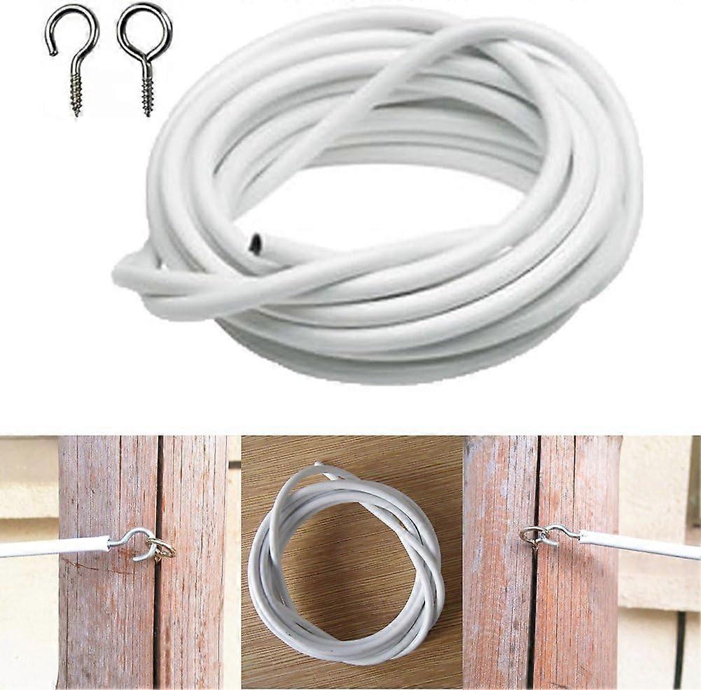 Adjustable White Net Curtain Wire Kit with Hooks and Eyes for Easy ...