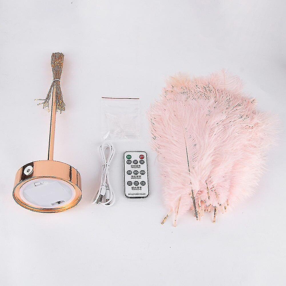 Remote Control Feather Table Lamp Usb/aa Battery Power Diy Creative ...