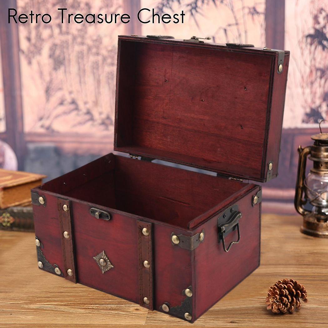 Retro Treasure Chest Vintage Wooden Storage Box Antique Style Big ...