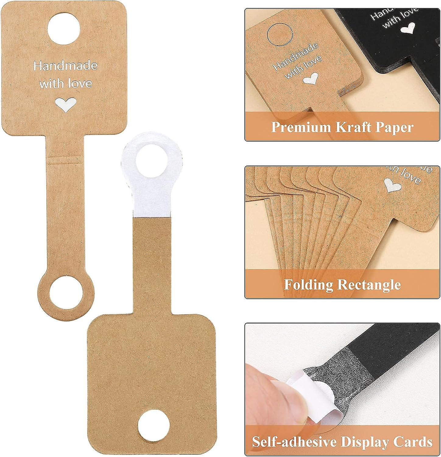 100 Pack selvklæbende halskæde Display Cards, Armbånd Display Kort med huller Kraftpapir smykker ...