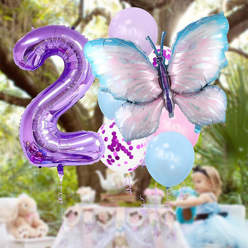 9 Pcs Butterfly Balloons, 32 Inch Number Balloons Butterfly Balloons ...