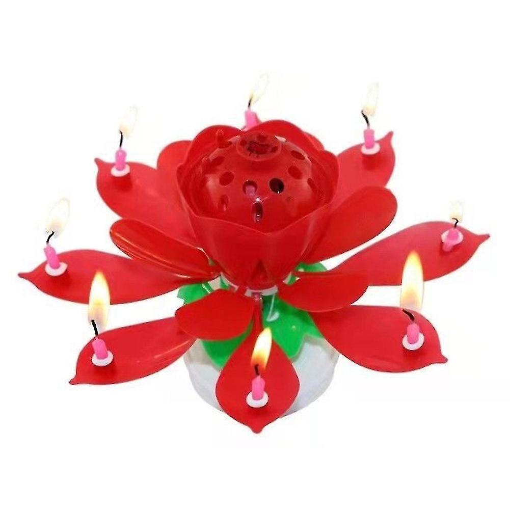 Rotating Music Lotus Cake Candle Birthday Party Magical Flower Blossom ...