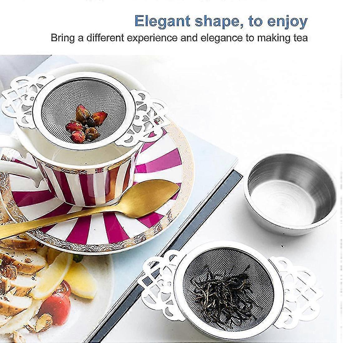 2pcs Tea Filter, Stainless Steel Tea Strainer With Bowl, Ultra Fine ...