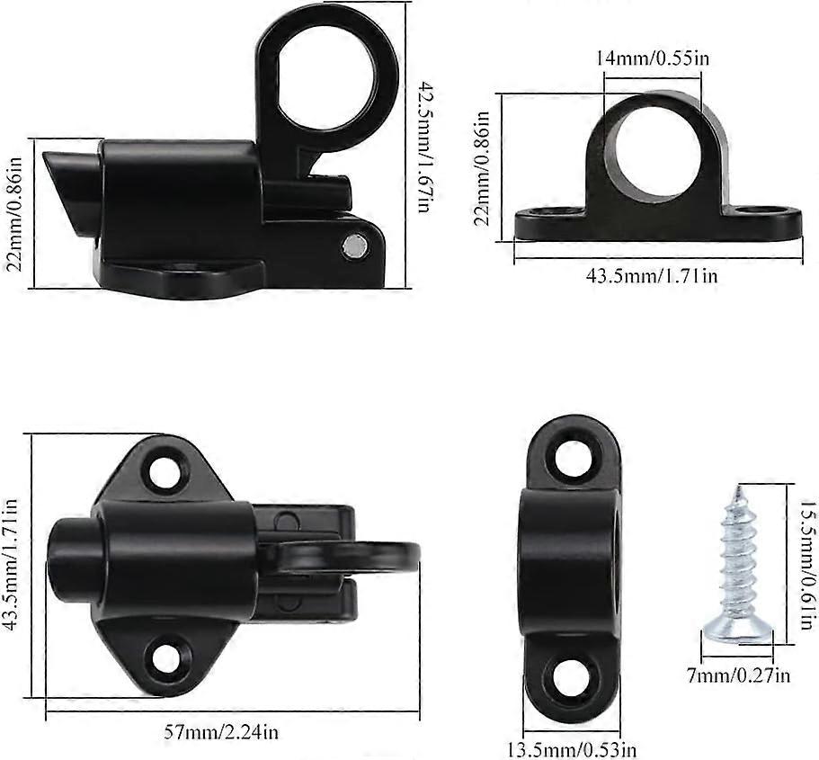4 Pieces Bounce Door Latch, Automatic Aluminum Door Latch, Small Black ...