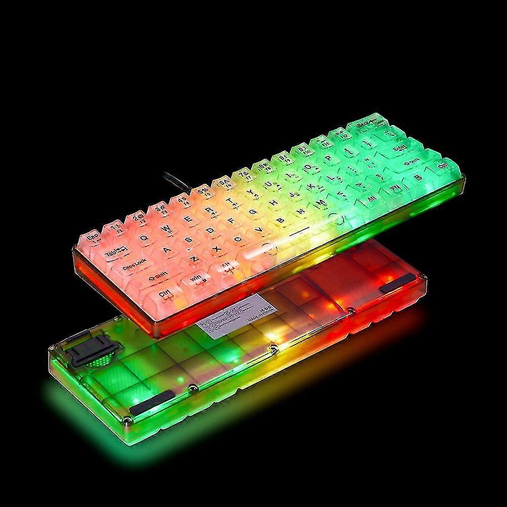 Wired 61 Key Transparent Keycaps Ice Crystal Keycap Rgb Backlit For ...