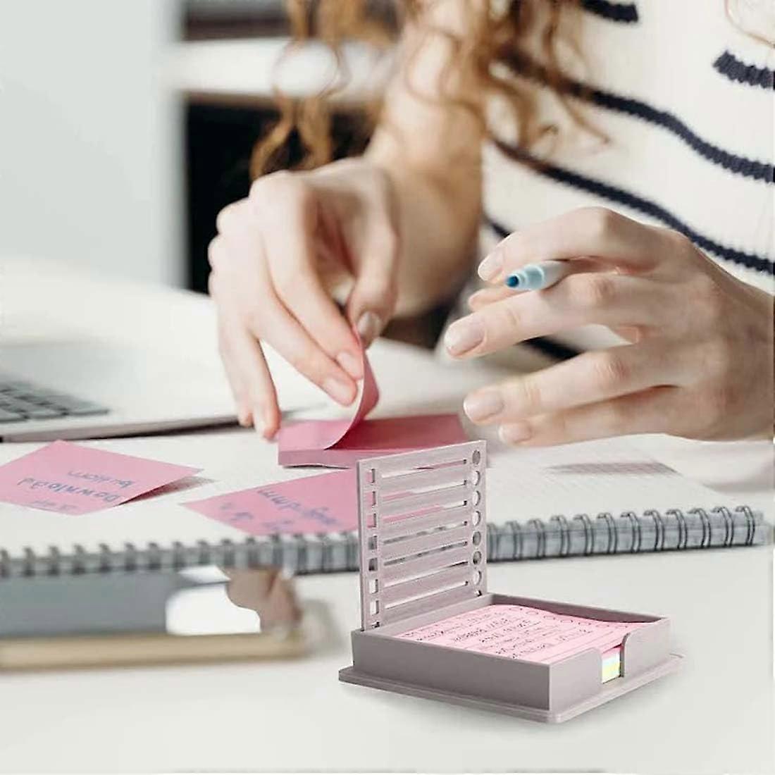 Sticky Note Holder with Stencil,Sticky Note Dispenser Compatible with ...