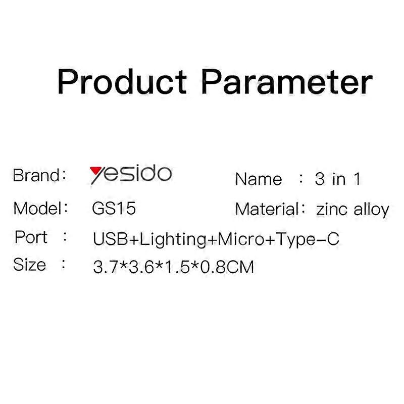 YESIDO GS15 3 In 1 OTG Adapter Type C/Micro/Lightning to USB 3.0 Data Transmit Converter | Fruugo UK